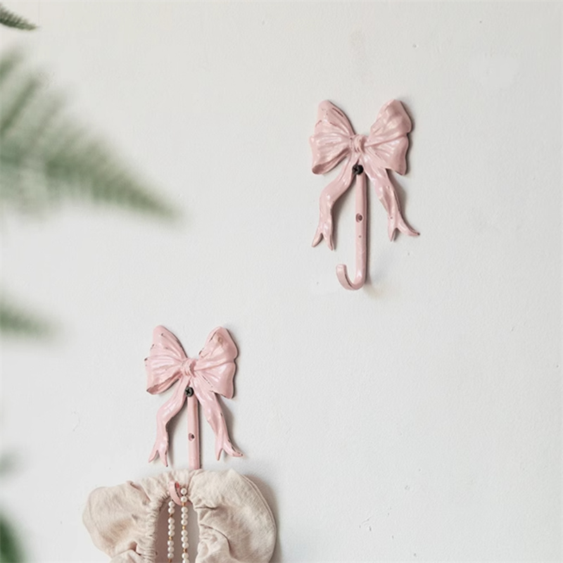 Pink Bow Wall Mounted Hook Towel Hooks For Bathroom Clothes Coat Hanger ...