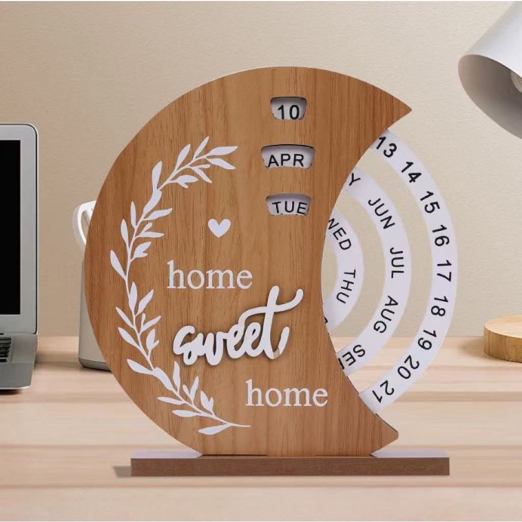 Wooden Creative Calendar Home Decoration Desk Desk Decoration Manual ...