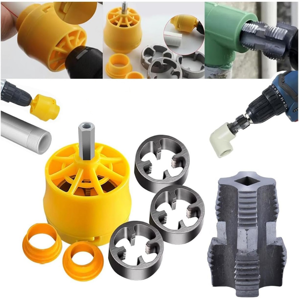 PVC Pipe Threader Kit, Electric Drill Compatible PVC Pipe Threader Kit ...