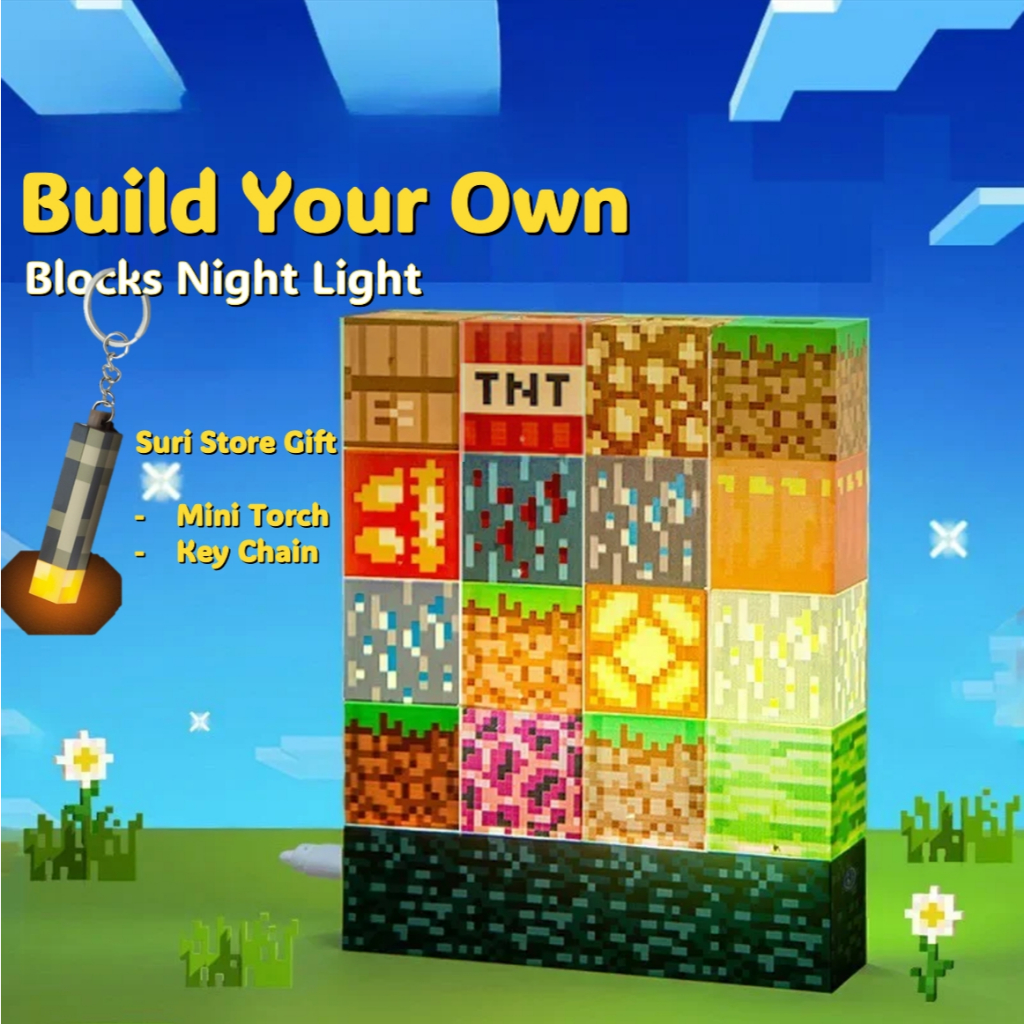 Extra Gift Shape Custom MineCraft Block Desk Wall Night Lamp Bedroom ...