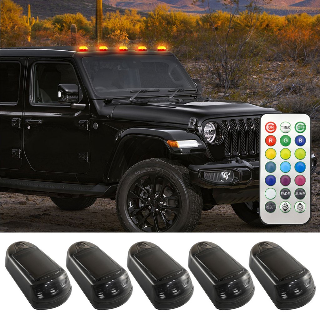 1set Solar Truck Cab Roof Light No Punch Wireless - Waterproof Flashing ...