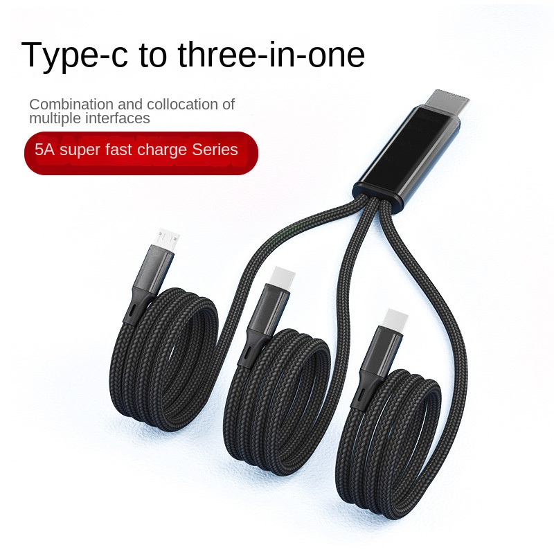 TYPE-C Male to One for Three Data Cable C Head Three in One 66W Super ...