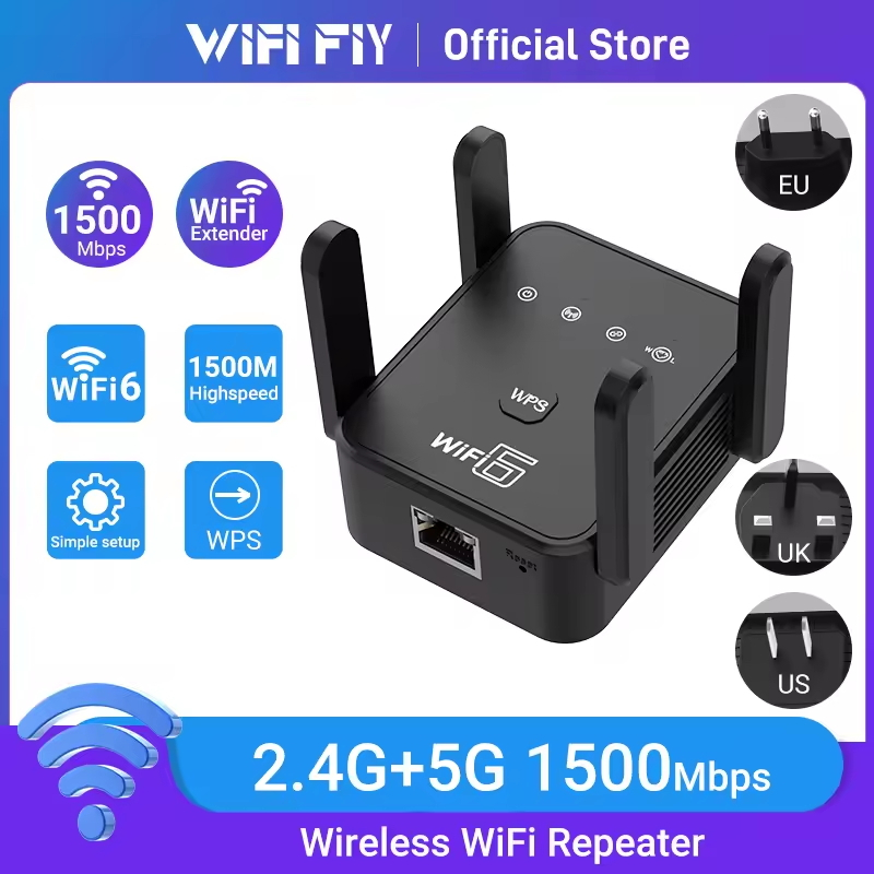 1500Mbps wireless WiFi repeater Dual Band 5Ghz 2.4Ghz WiFi Signal ...