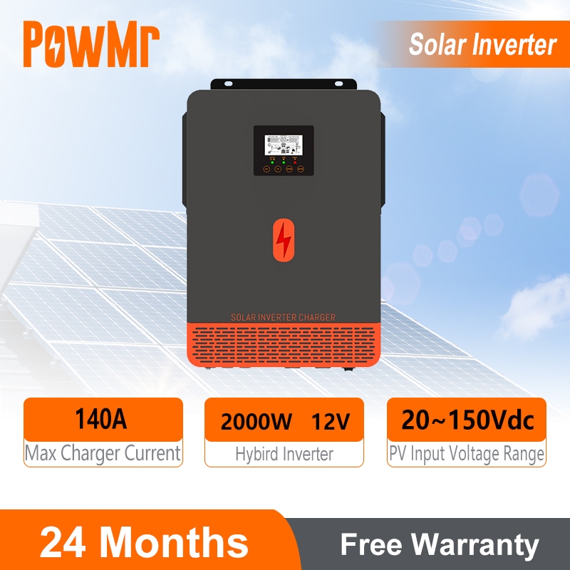 PowMr 2KW MPPT Hybrid Inverters 220V Pure Sine Wave Solar Inverter ...