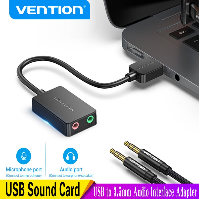 Vention Sound Card USB to 3.5mm Audio Interface Adapter External Sound ...