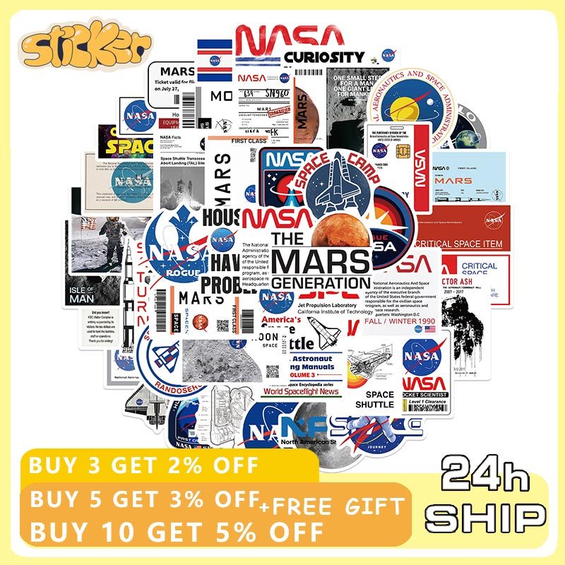 50pcs NASA Space Astronaut Graffiti Stickers Waterproof Skateboard ...