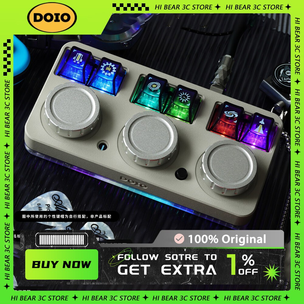 DOIO KB3X-03 Mini Mechanical Keyboard OLED Display Aluminum Alloy Frame ...