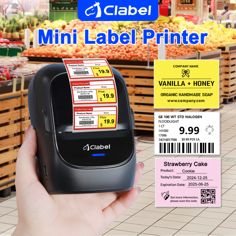 CLABEL 221B Portable Printer Bluetooth Label Maker , Mini Label Printer ...