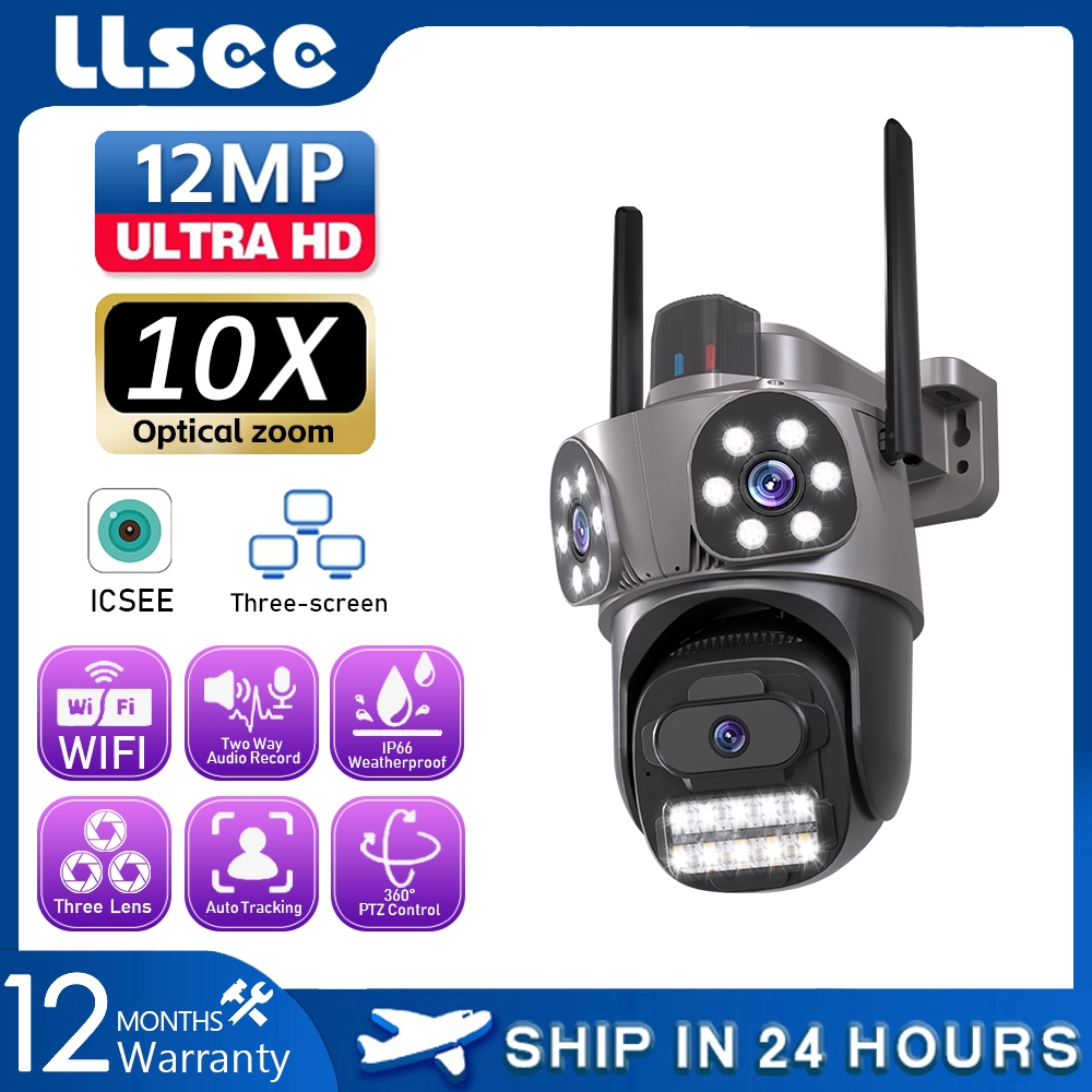LLSEE ICSEE 6K 3-lens WIFI wireless CCTV outdoor waterproof 12 ...