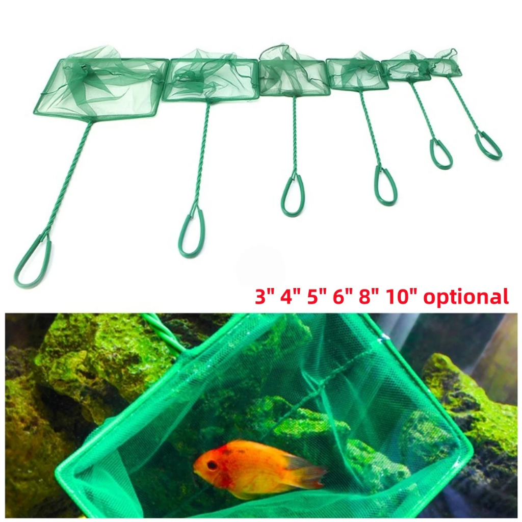 1Pc 3-10 Inches Fish Net Long Handle Square Aquarium Accessories Betta ...