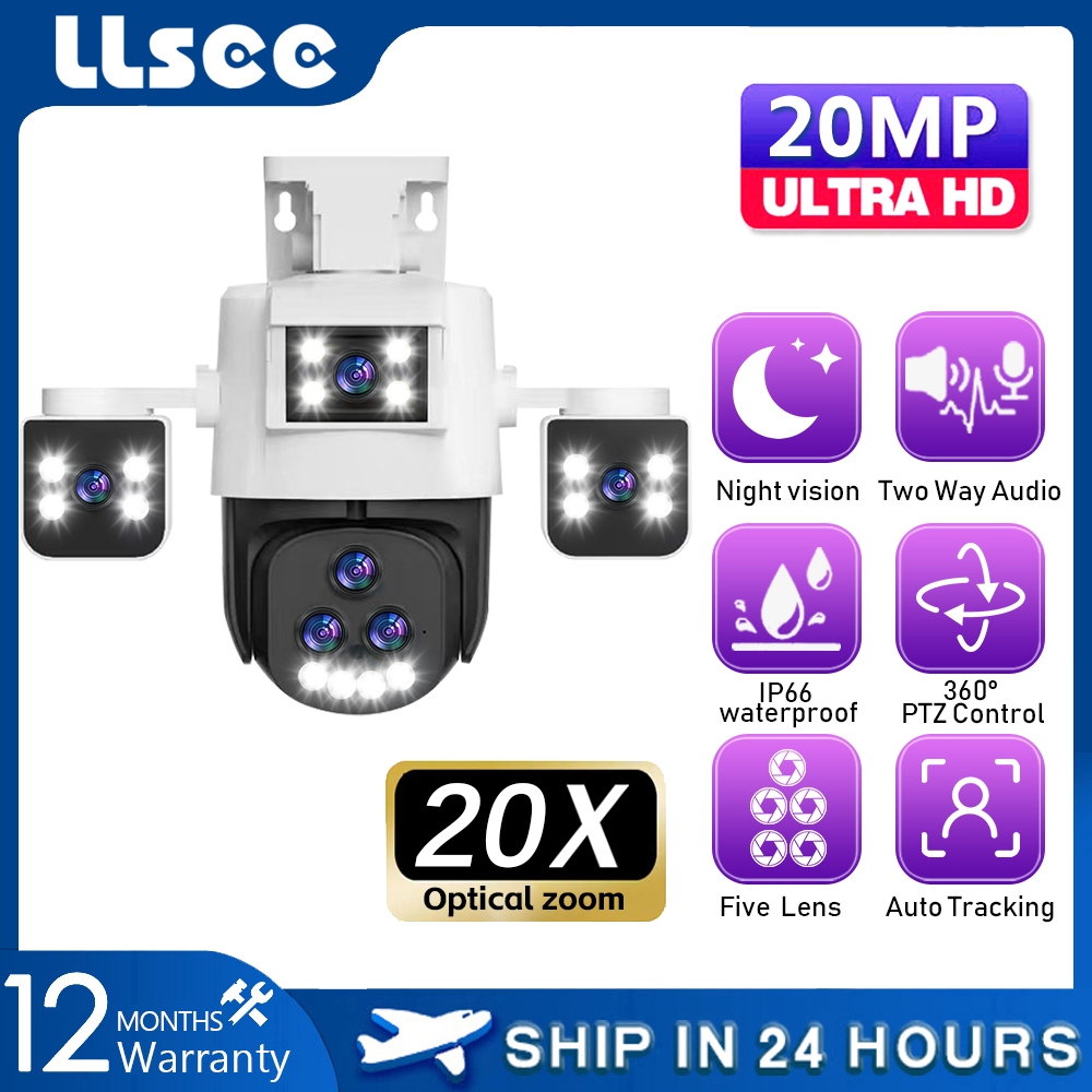 LLSEE five lens three screen 20x optical zoom 8K 20MP WIFI wireless outdoor CCTV waterproof PTZ ...