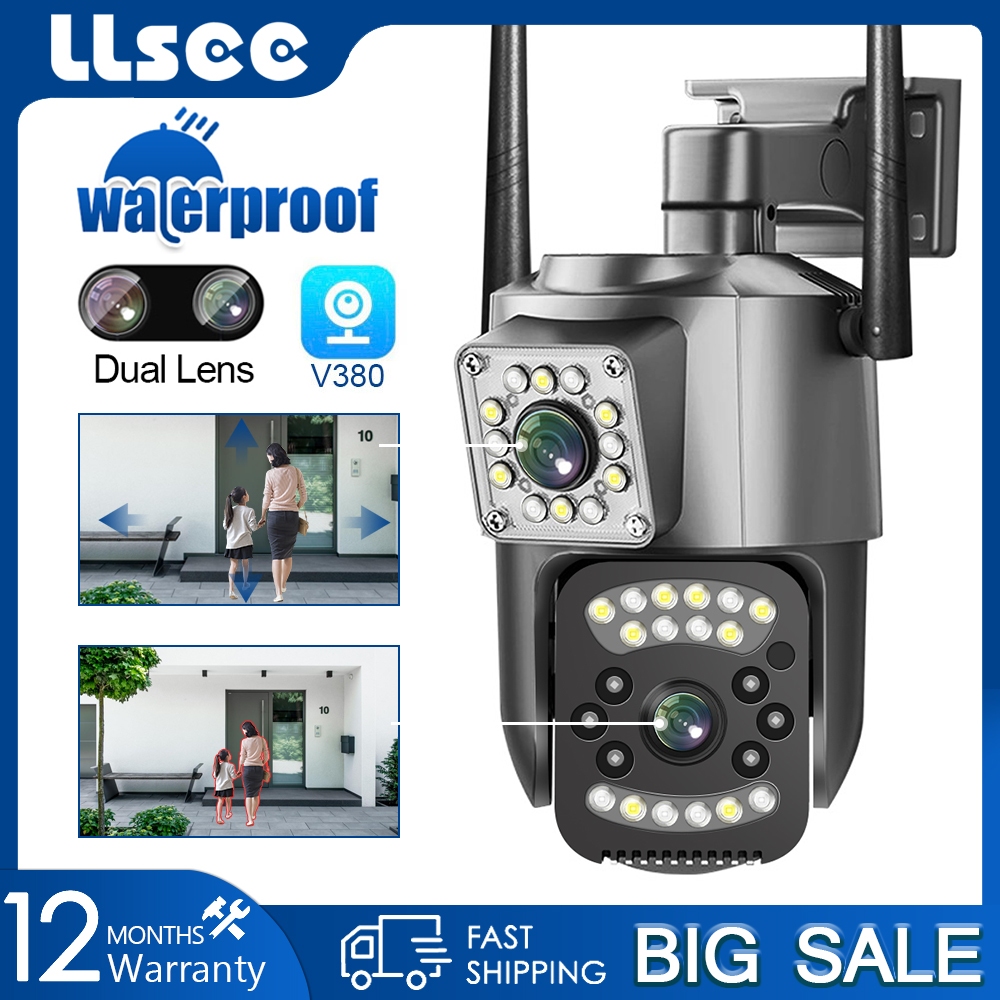 LLSEE V380 Pro Dual Lens CCTV Camera WIFI Wireless Outdoor IP Security Camera 10X Amplified 4K ...