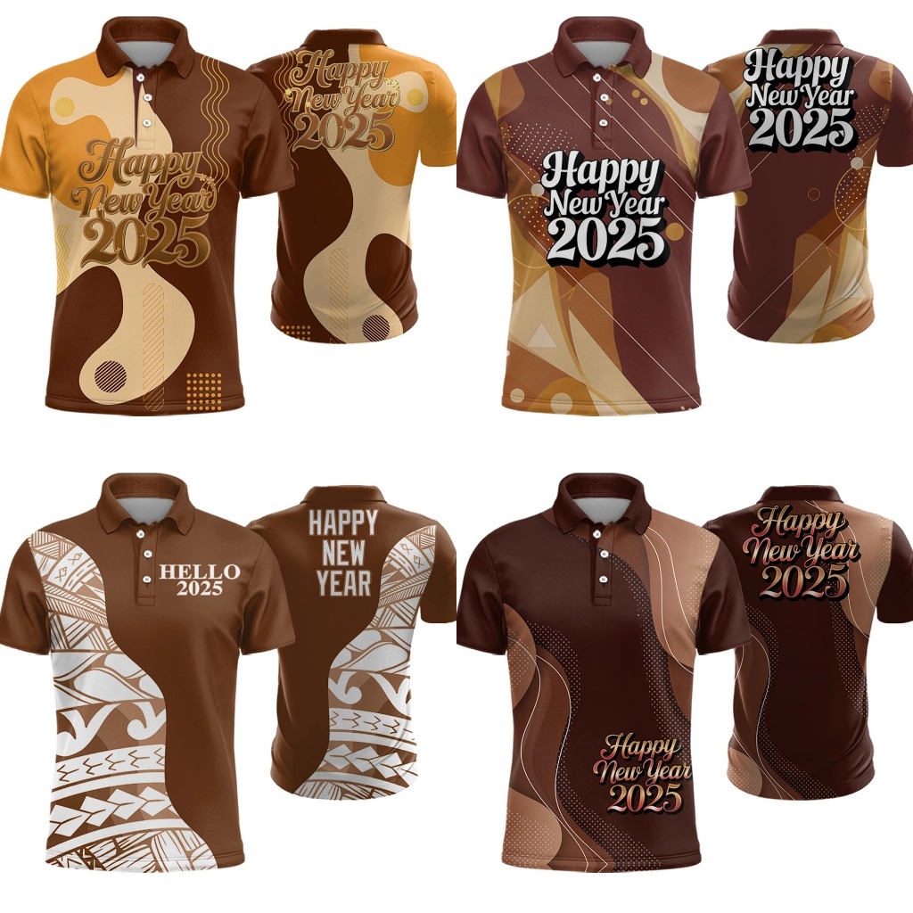 2025 Happy New Year Mocha Mousse Polo Shirt In Various Patterns Tiktok ...