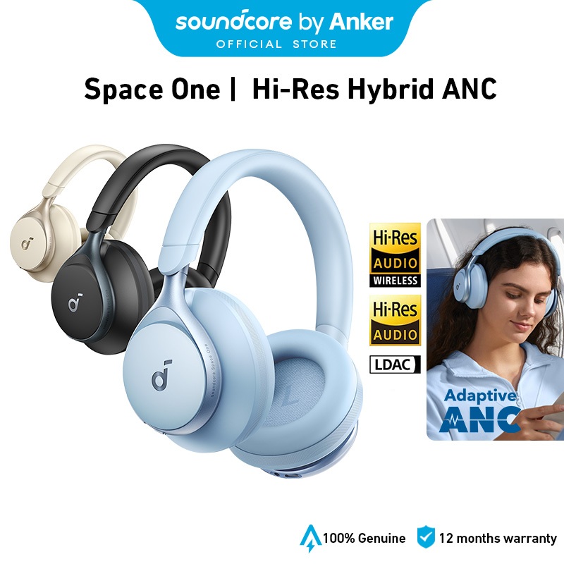 Soundcore by Anker Space One Headphones Hi-Res Sound Hybrid Active ...