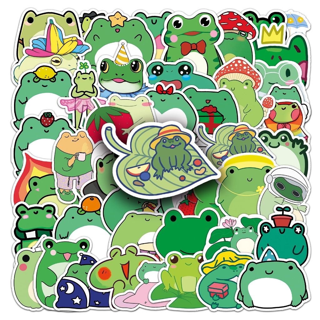 50 Piece Funny Cute Frog Stickers Waterproof DIY For Phones Laptop Car ...