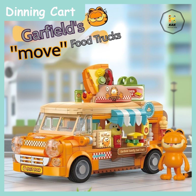 【KAK】FeimiBox Garfield Mobile Dining Cart Building Blocks Toys Trendy ...