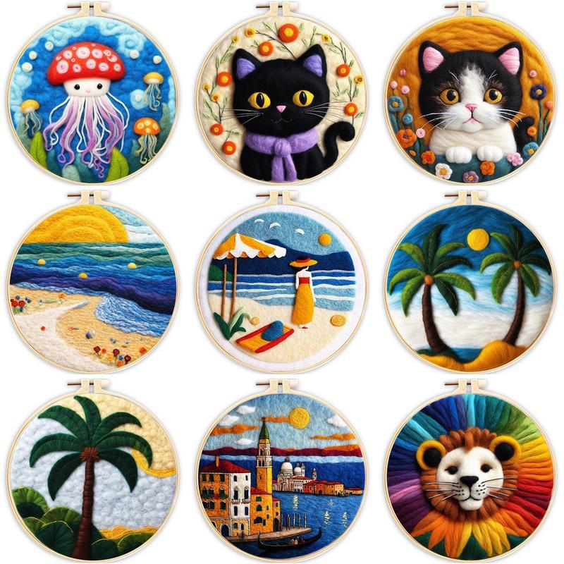 RUOPOTY 1 Pack Cat Pattern Wool Needle Felting Painting Starter Kit ...