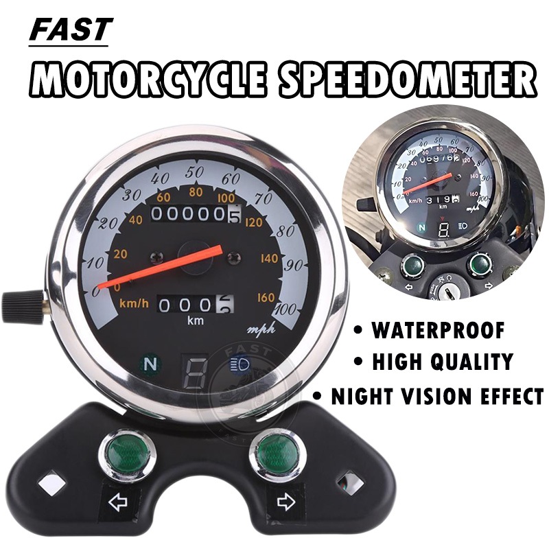 FAST Universal Motorcycle Cafe Racer Speedometer odometer Gauge 0-160 ...