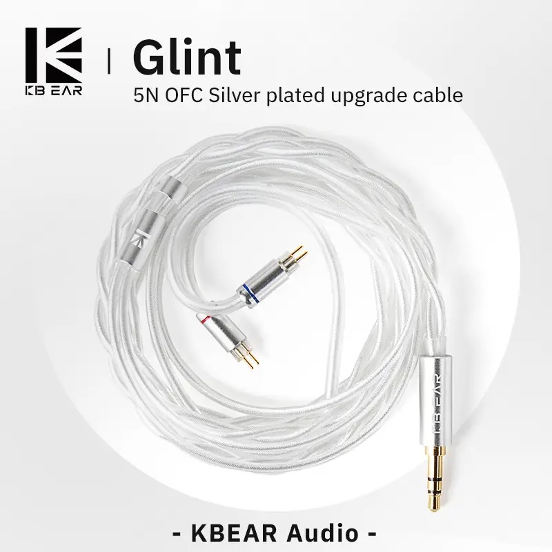 KBEAR Glint 5N OFC Silver-plated Upgrade cable Litz structure Connector Earphone wire for KB02 ...