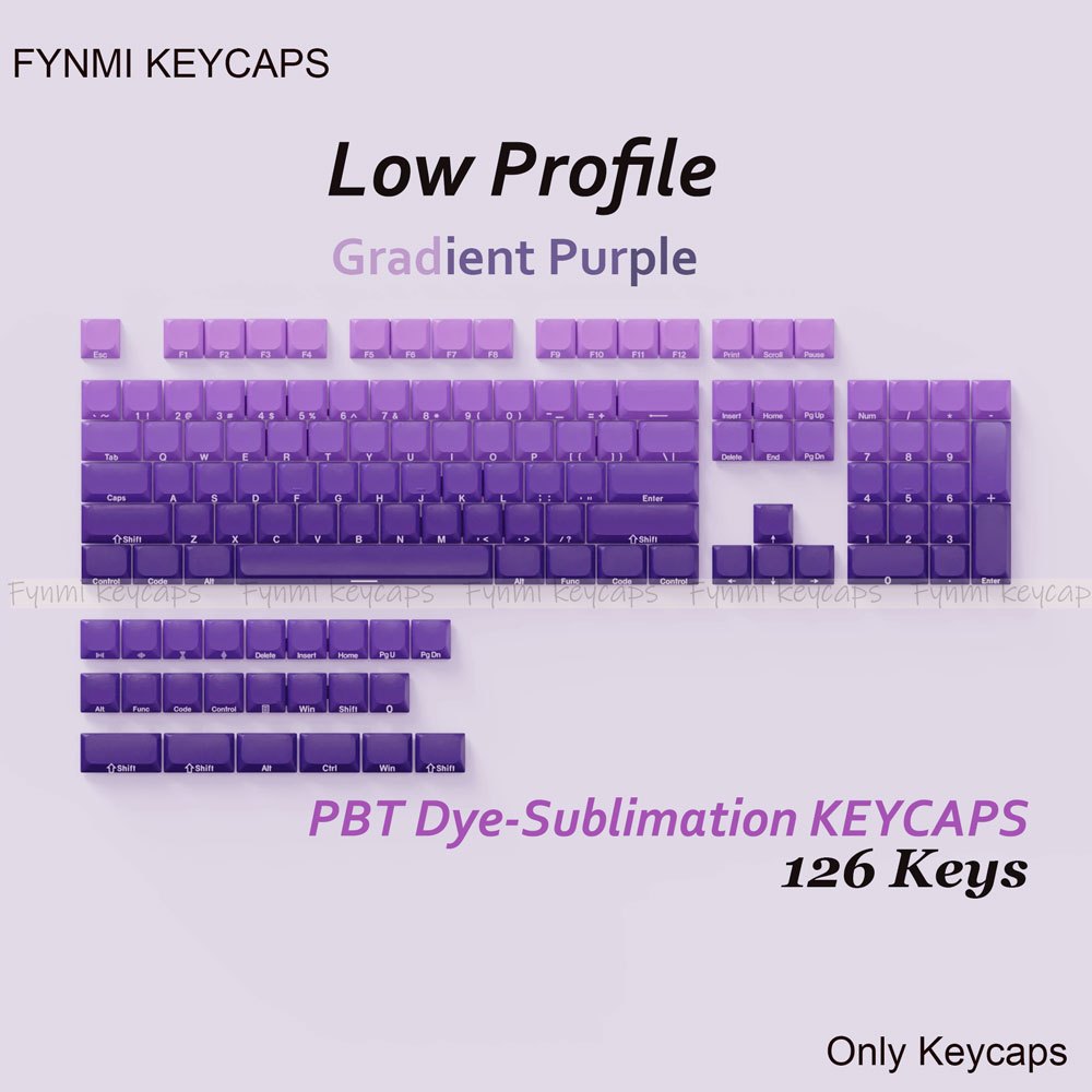 Fynmi Gradient Purple Ultra-slim Low Profile Keycaps 126 keys PBT 5 ...