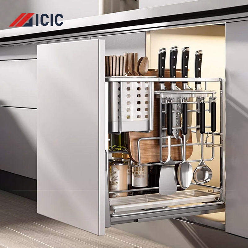 ICIC Pull Out Kitchen Cabinet Stainless Condiments Racks Organizer ...