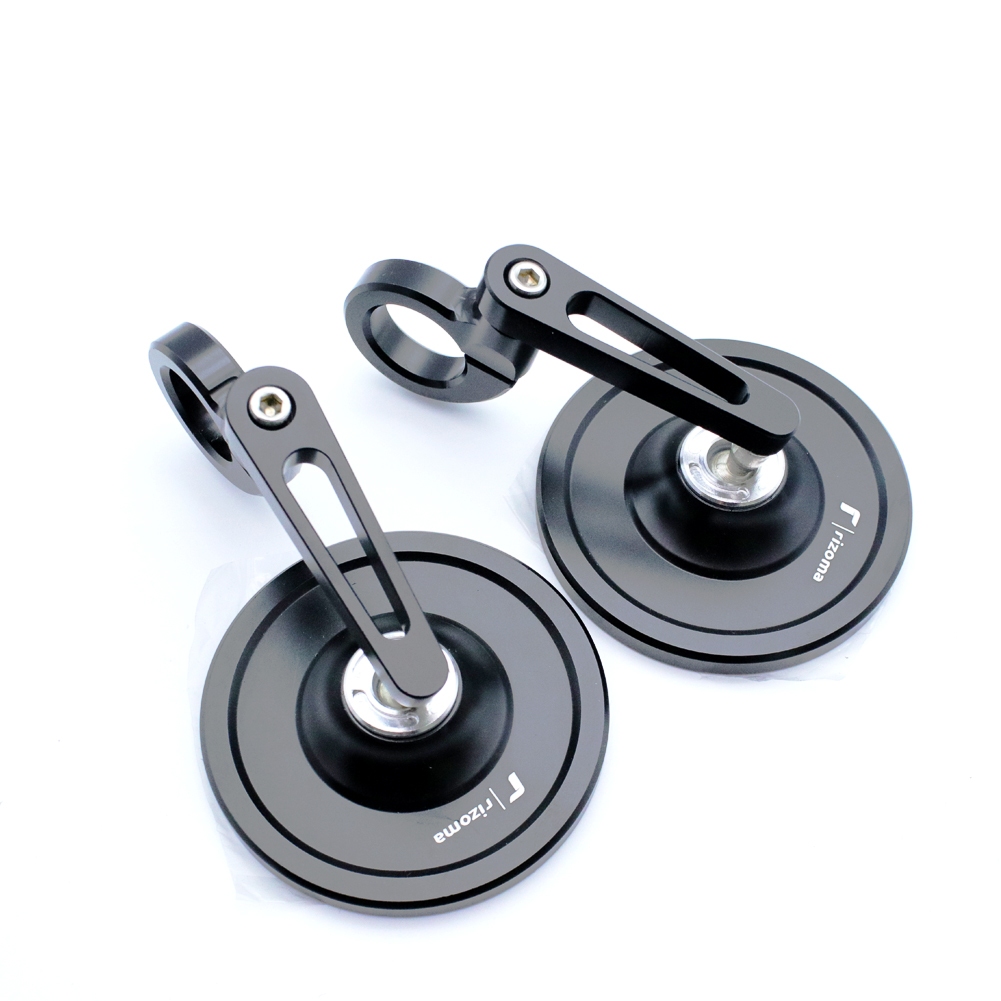 Universal Motorcycle Rearview Mirrors Black/sliver cafer Round ...