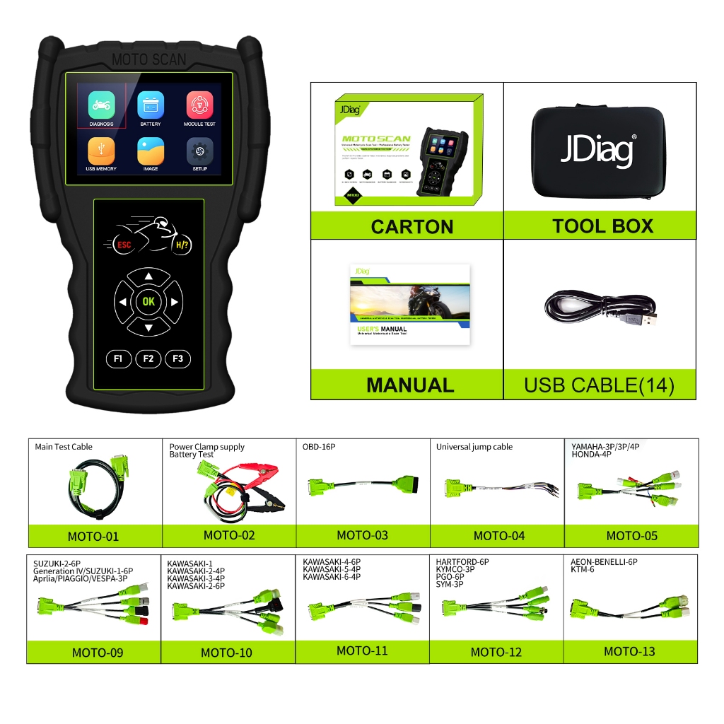 Motorcycle Diagnostic tool JDiag M100 PRO Full Version Handheld M100 ...