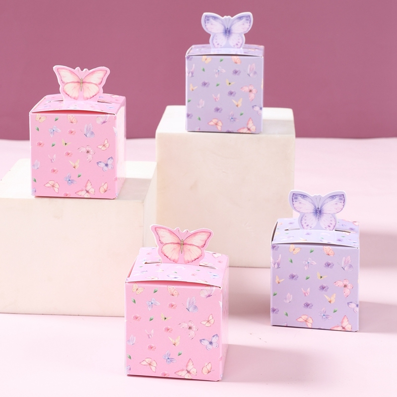 24pcs Pink Purple Mini Candy Box with 3D Butterfly Shaped Topper Mixed ...
