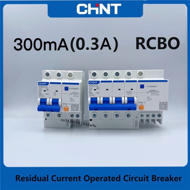 CHINT 300mA 0.3A RCBO NXBLE 2P 4P 3P+1N 10A 16A 25A 32A 40A 63A 80A ...