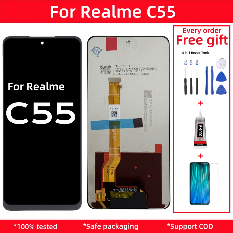 For Realme C55 RMX3710 LCD Display Touch Screen Glass Digitizer Assembly Replacement LCD Screen ...