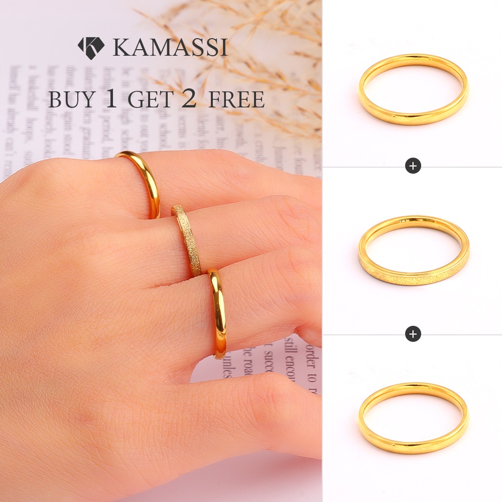 KAMASSI Buy 1 Get 2 Free Stainless Steel Simple Design Ring Three ...