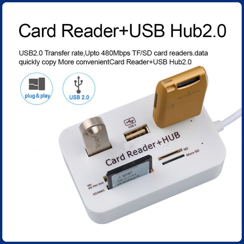 7 In 1 3 Ports USB Hub 2.0 And 3.0 Combo Card Reader Port Extension ...