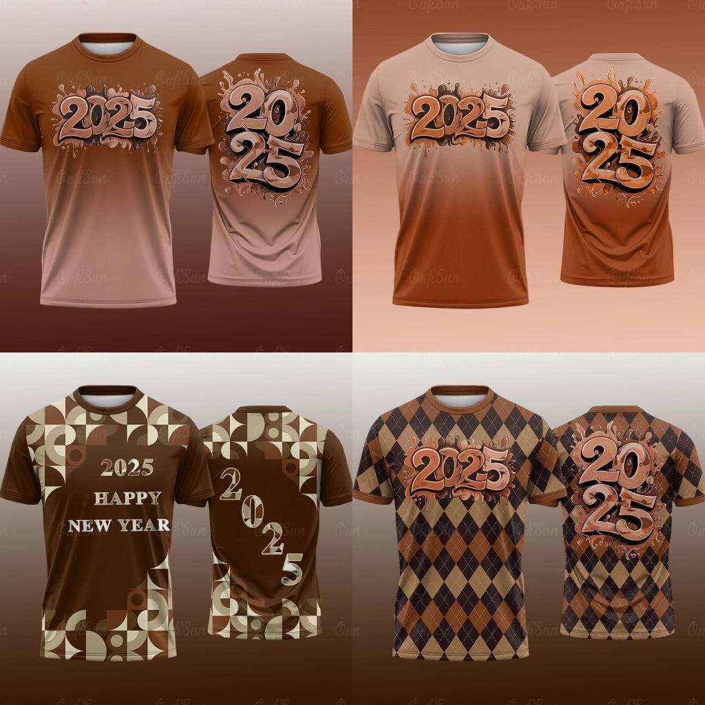 2025 Happy New Year Mocha Mousse T-Shirt In Various Patterns Tiktok HOT ...