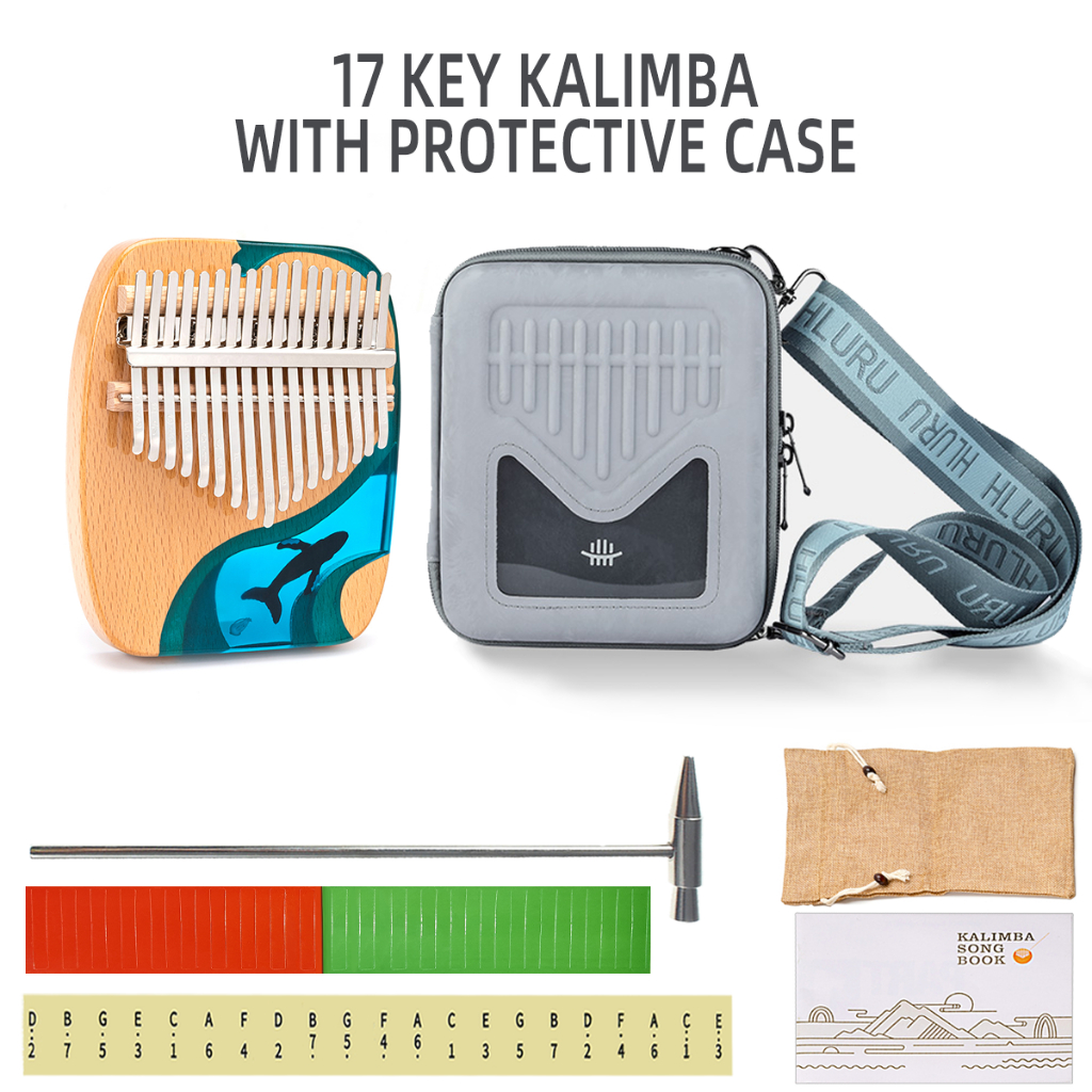 Hluru Kalimba 17/21 Keys Blue Whale Calimba Instrument Gift For ...
