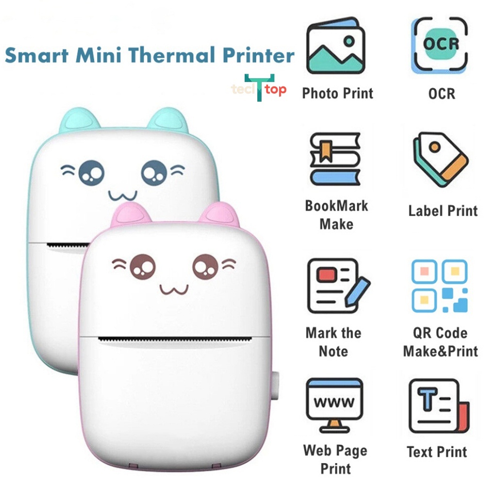 Portable Thermal Printer Multi-Functional Mini Bluetooth Small Printer ...