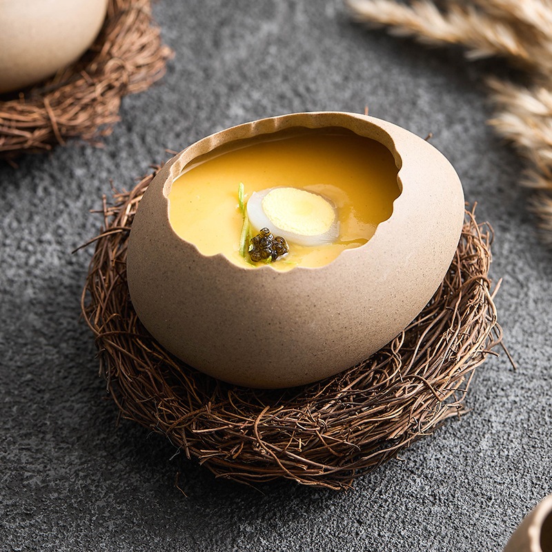 Creative Side Open Eggshell Shape Steamed Egg Bowl Dessert Bowl Egg ...