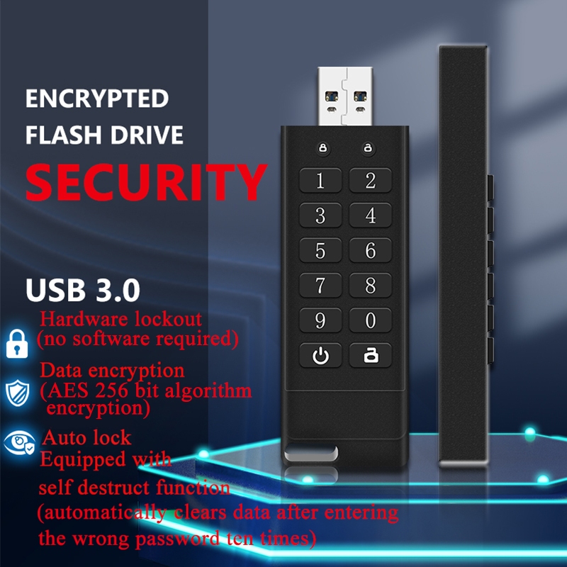 Secure USB Drive , 128GB Encrypted Flash Hardware Password , With ...
