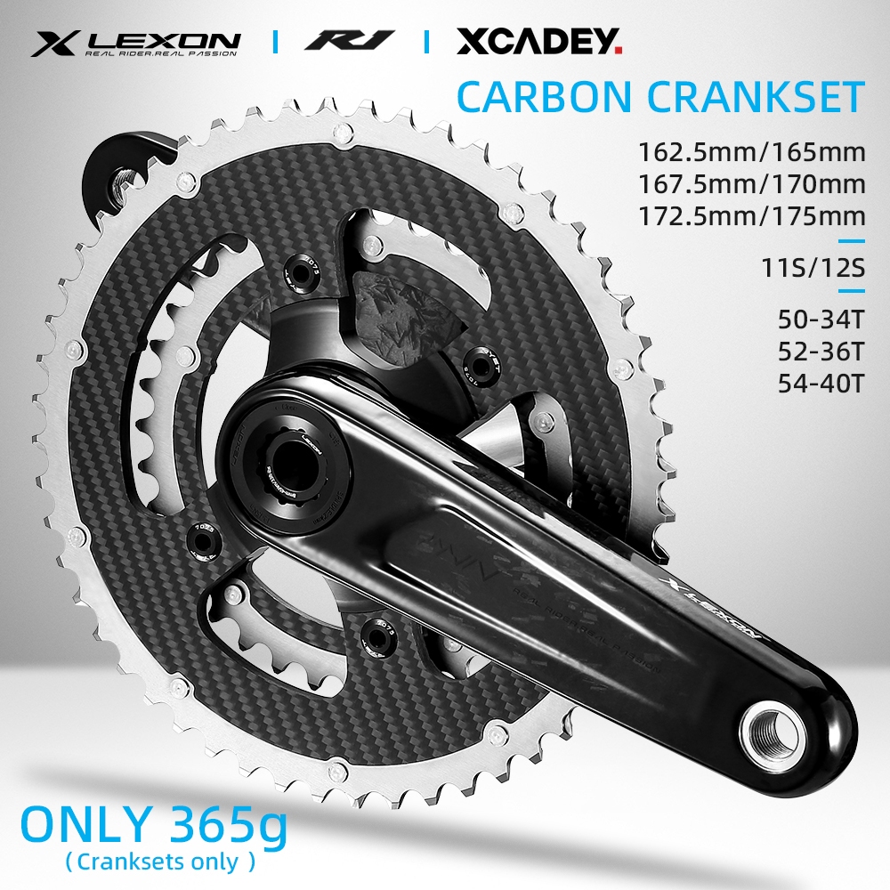 LEXON XCADEY PowerMeter Road Carbon Cranksets 365g 29mm Spindle Full Carbon Chainring 52-36T 162 ...