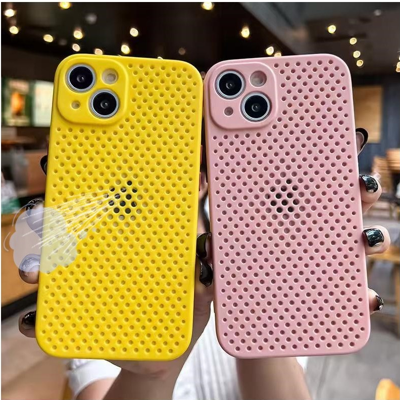 Solid Color Mesh Breathable Heat Dissipation Silicone Phone Case ...
