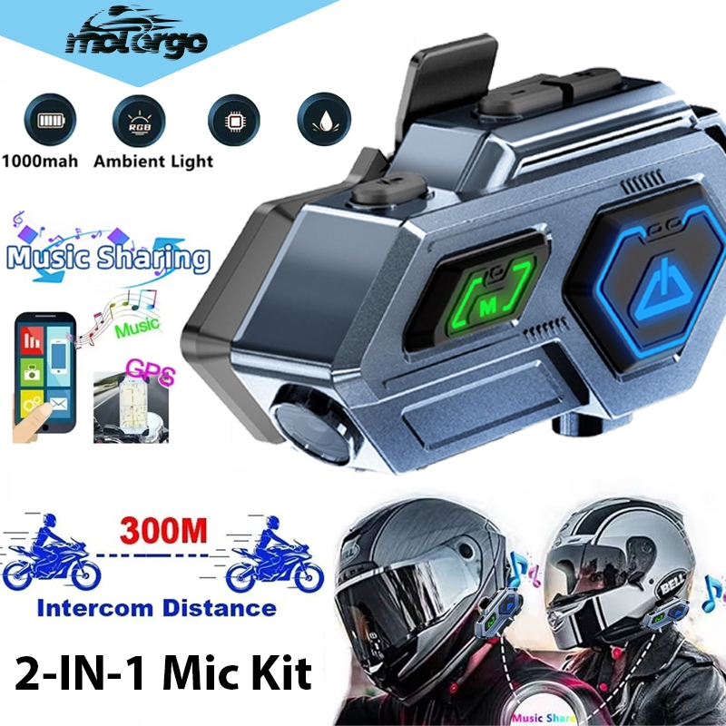 C8pro Bluetooth 5.3 Motorcycle Helmet Headsets - LED lights ENC noise-cancelling music Share ...