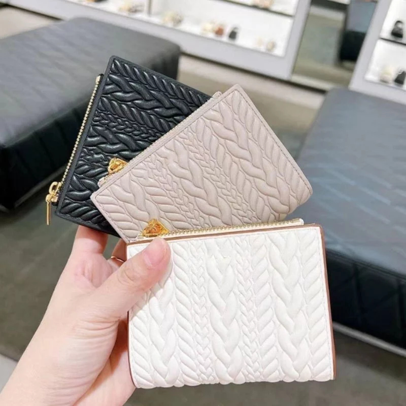 wheat embossed short zipper wallet 10681108 women's folding purse ...