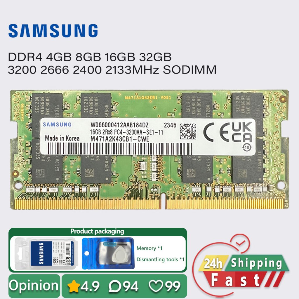 SAMSUNG DDR4 4gb 8gb 16gb 32gb 3200 2666 2400 2133 MHz laptop memory ...
