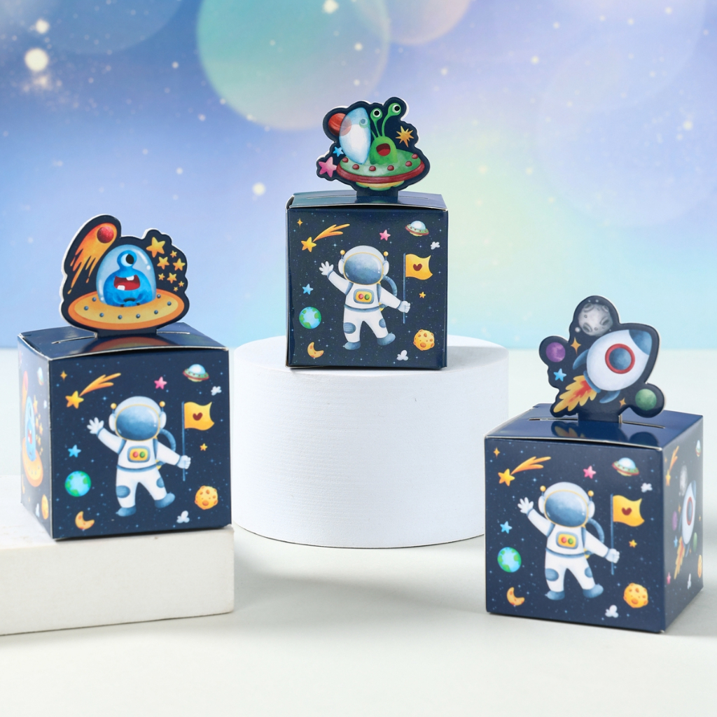 24pcs Space Theme Candy Box Cartoon Astronaut Topper Gift Box Happy ...