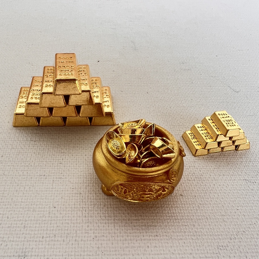10pcs Miniature Simulation Gold Bar Gold Brick Model Mini Cornucopia ...