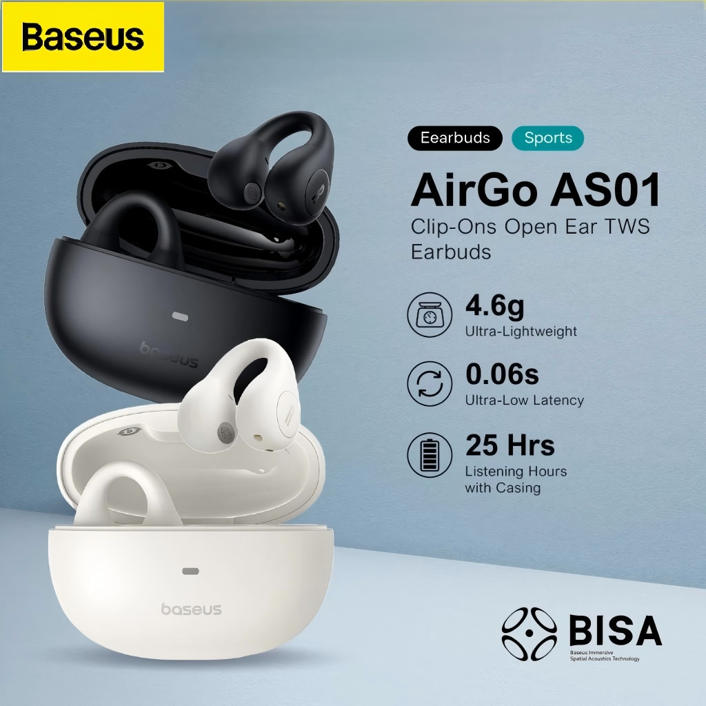 Baseus AirGo AS01 Open-Ear Wireless Earphones Bluetooth 5.3 Earclip ...