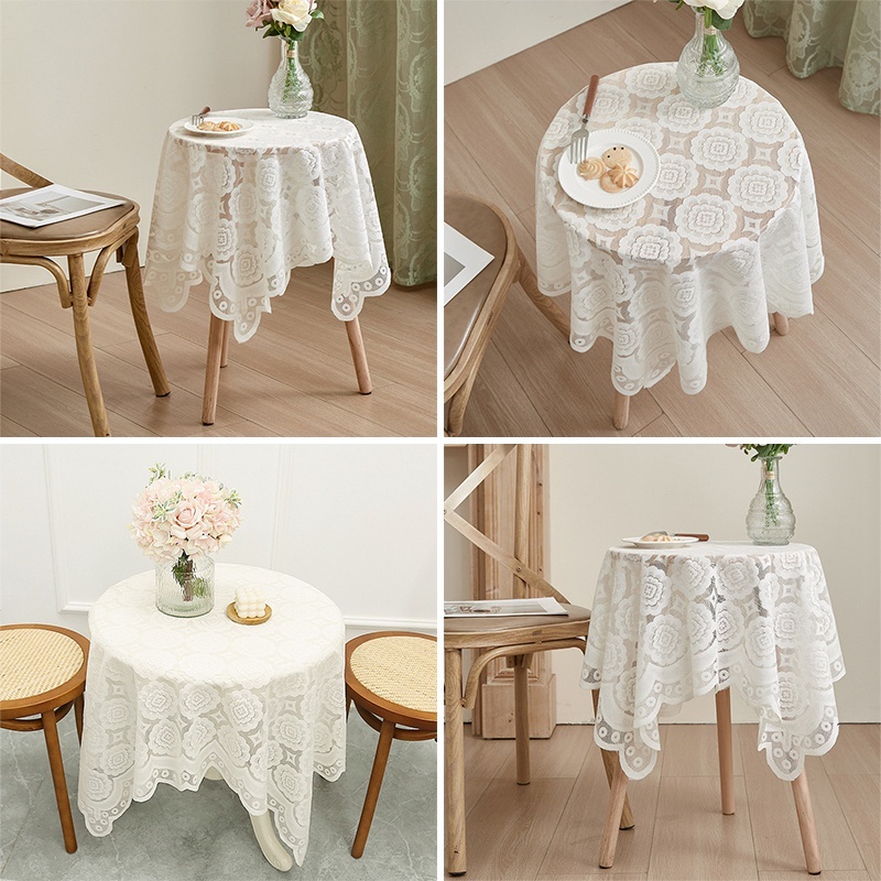 White Lace Tablecloth Waterproof Oilproof Stain Resistant Easy Clean ...
