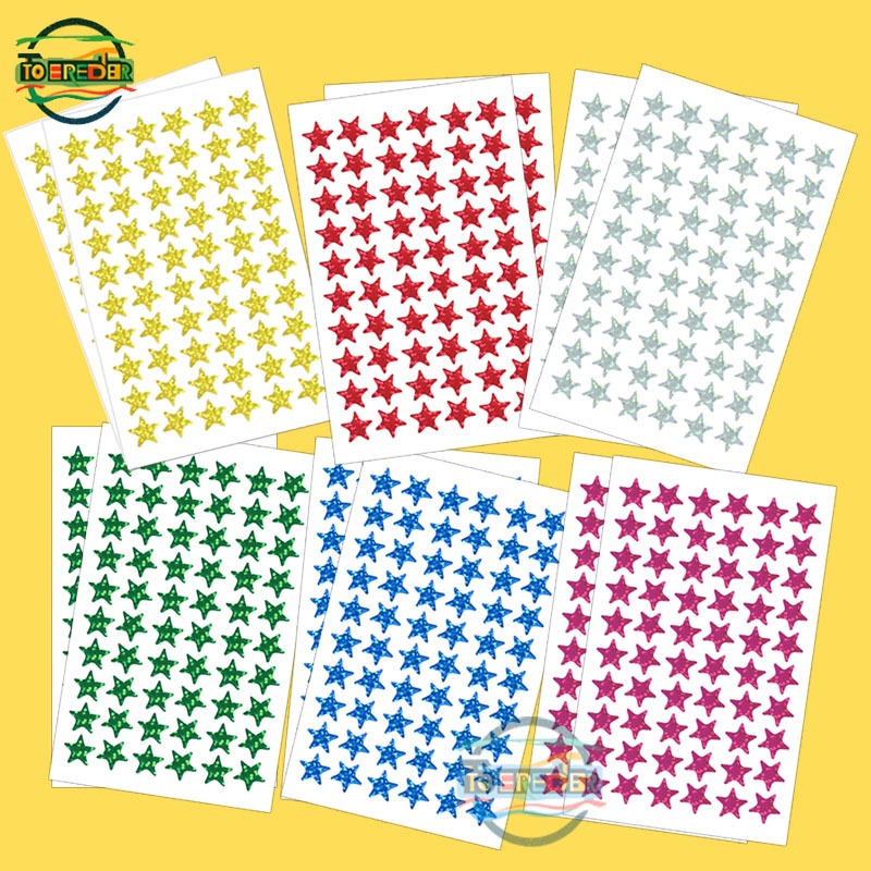 1800pcs Laser six Colors star sticker waterproof small five pointed ...