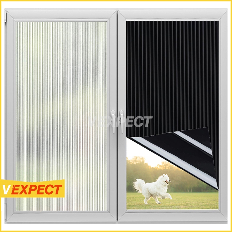Privacy Window Film Sticker, Reeded Glass Window Sticker Non-Adhesive ...