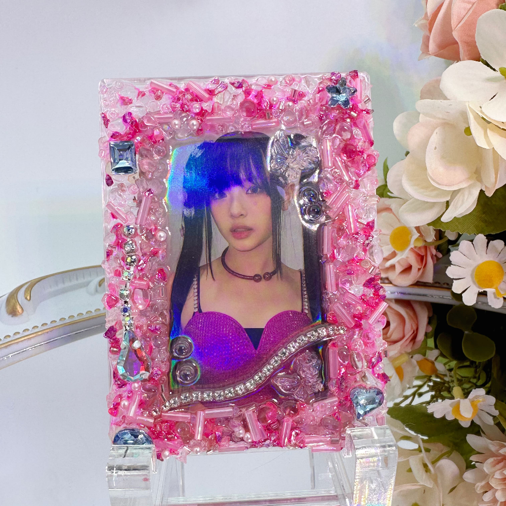 Ready Stock Rose Red Gravel Chain Card Holder Small Photo Frame Kpop ...