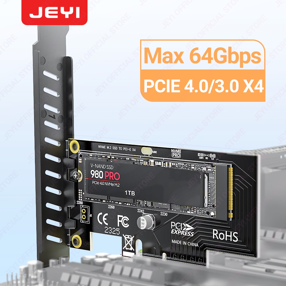 JEYI M.2 NVME SSD to PCIe 4.0 x1 Adapter Card, 2280 SSD PCIE X1 Expansion Card for Desktop PC ...